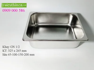 Khay inox Buffet 1/2 - Khay GN 1/2- Khay Topping - Khay đựng thực phẩm cao cấp